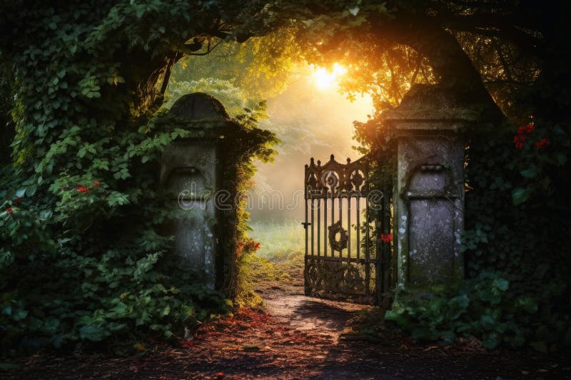 A Magical Gate into a New World Stock Illustration - Illustration of ...