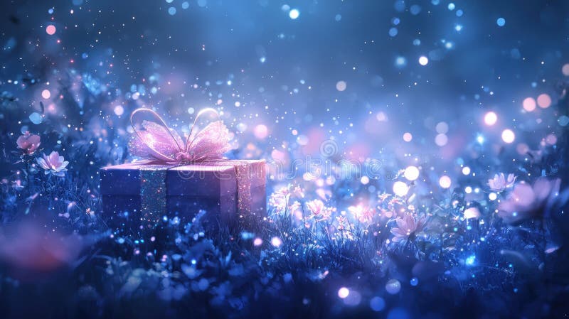 A Magical Gift Box Glowing with Light and Surrounded by Glittering ...