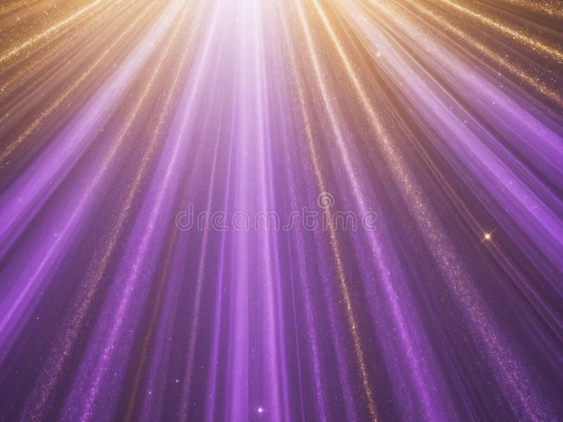 Magical Glittering Light Rays Background Purple Gold. Stock Image ...