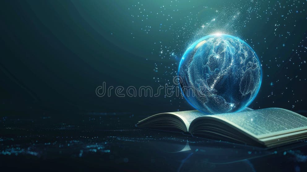 Magical Globe Emerging from a Book, Generative AI Stock Photo - Image ...