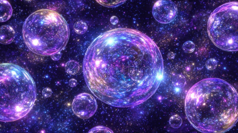 Magical Glowing Bubbles in Outer Space Surrounded by Stardust Stock ...