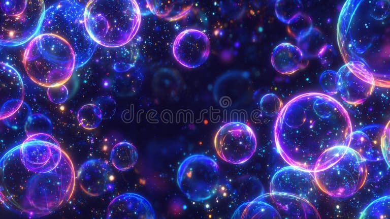 Magical Glowing Bubbles in Outer Space Surrounded by Stardust Stock ...