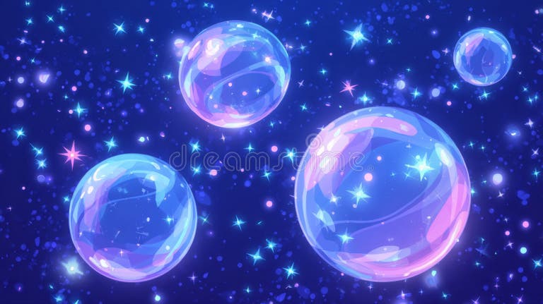 Magical Glowing Bubbles in Outer Space Surrounded by Stardust Stock ...