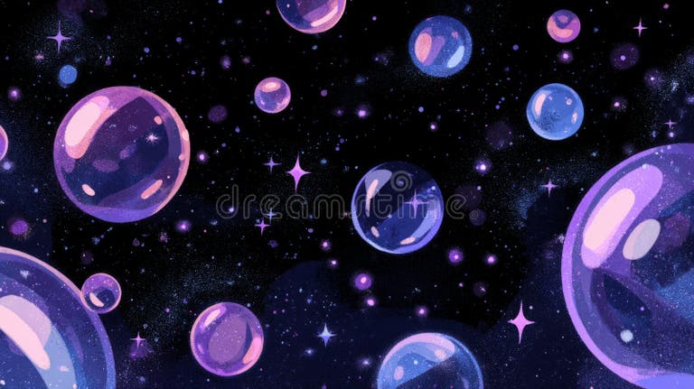 Magical Glowing Bubbles in Outer Space Surrounded by Stardust Stock ...