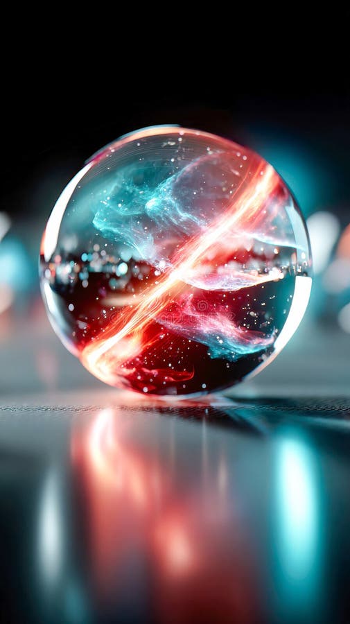 Magical Glowing Cosmic Nebula Encased in a Clear Glass Sphere, Creating ...