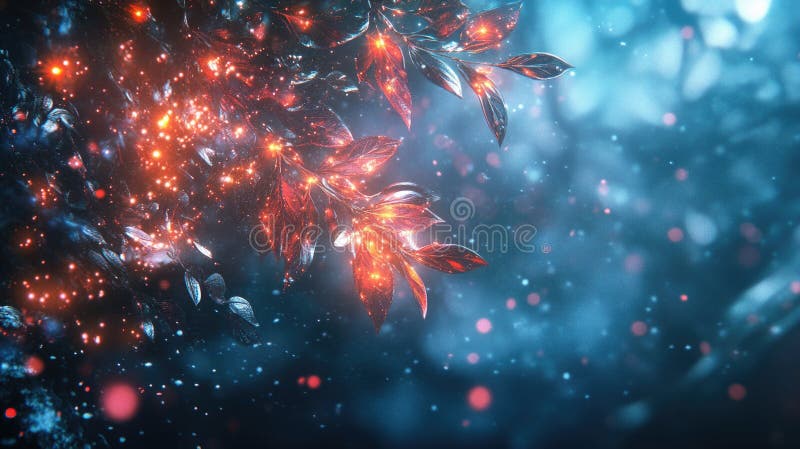 Magical Glowing Leaves on a Mystical Night with Enchanting Light ...