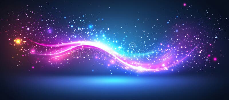 Magical Glowing Stardust Wave Abstract Background Neon Lights Bright ...