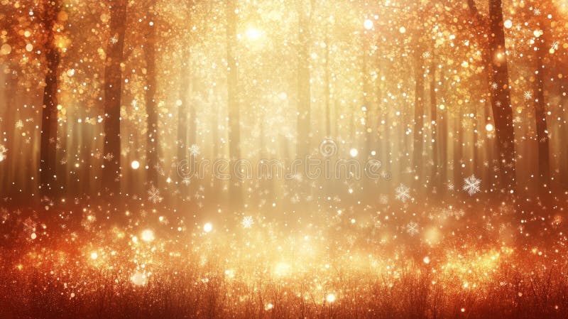 Magical Golden Autumn Forest at Dawn Stock Illustration - Illustration ...