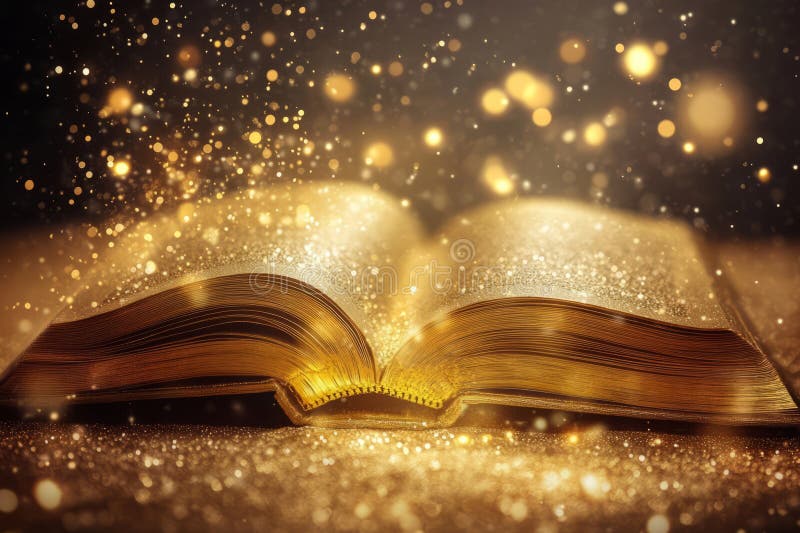 Magical Golden Book Glowing with Energy Stock Photo - Image of ...