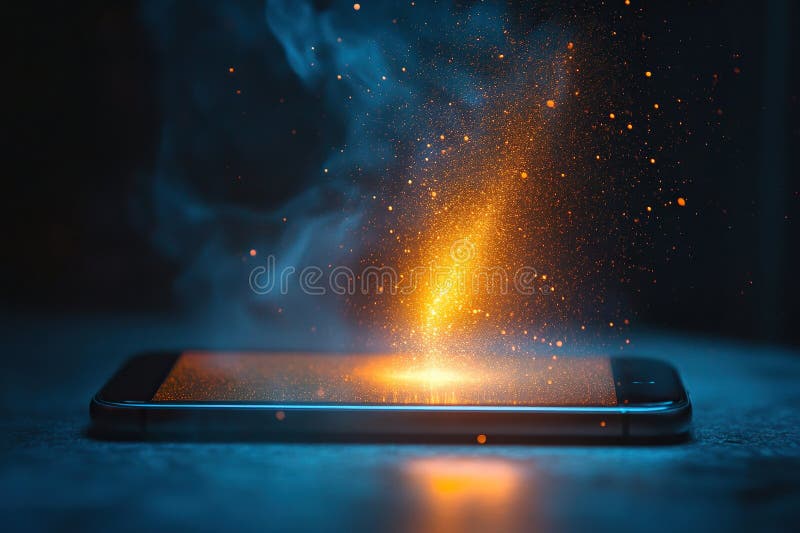 Magical Golden Glow of Small Particles Above the Screen of a Lying ...