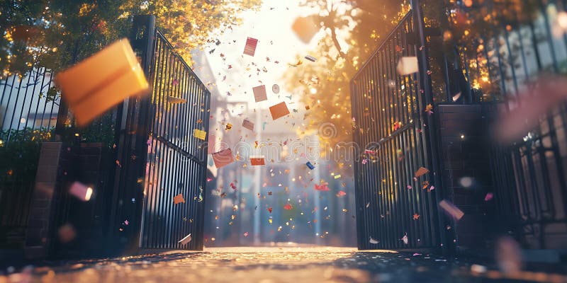 Magical Golden Pathway Anime Art Wallpaper Background Wallpaper Stock ...