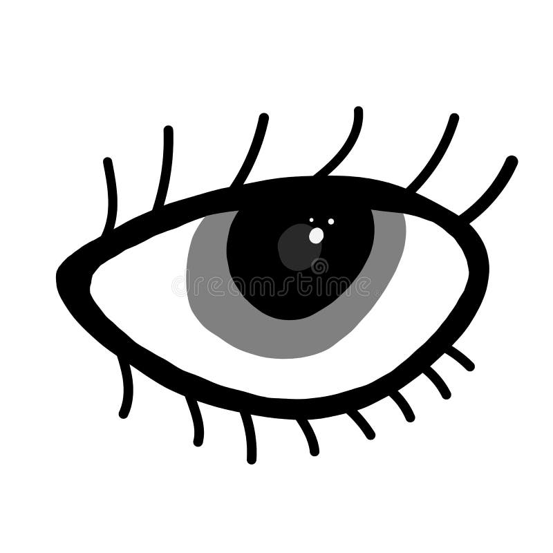 Magical Gray Evil Eye on an Isolated White Background. Mascot Stock ...