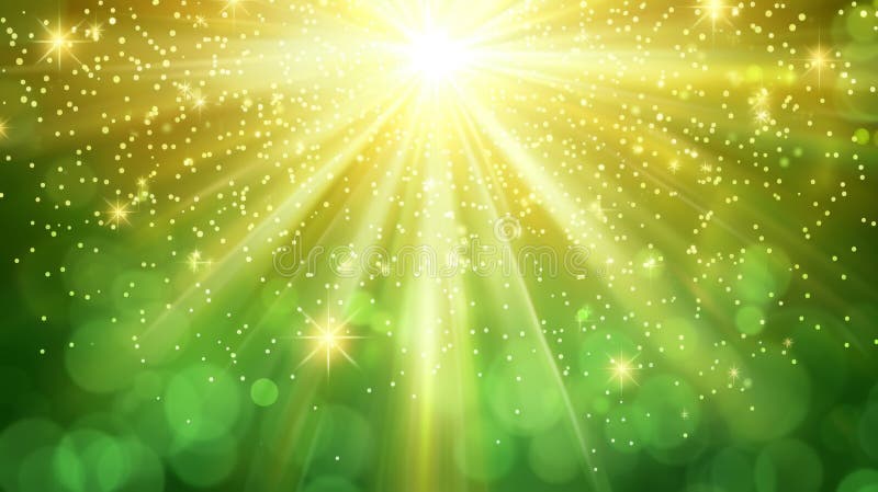 Magical Green Light Burst Abstract Radiant Rays on Dark Green with ...