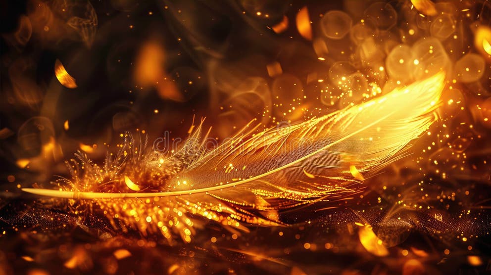 Magical Griffin Feather with Magical Glow Effect Stock Image - Image of ...