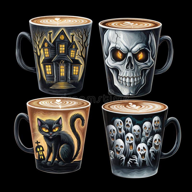 Magical Halloween Coffee Cups Stock Image - Illustration of dishware ...