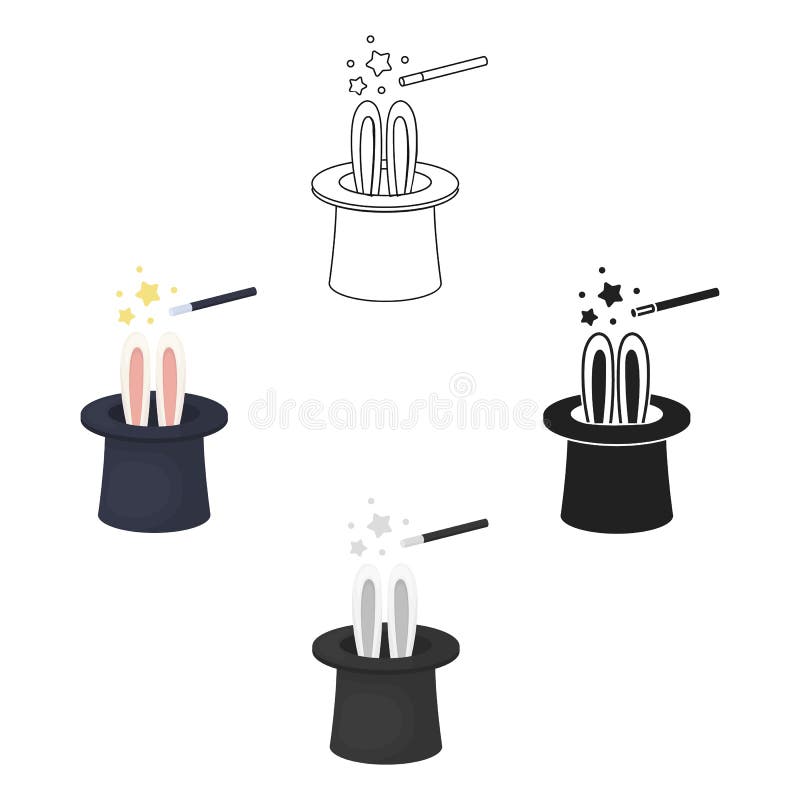 Magical Hat Icon in Black Style Isolated on White Background. Circus ... Magical Hat Icon in Black Style Isolated on White Background. Circus ...