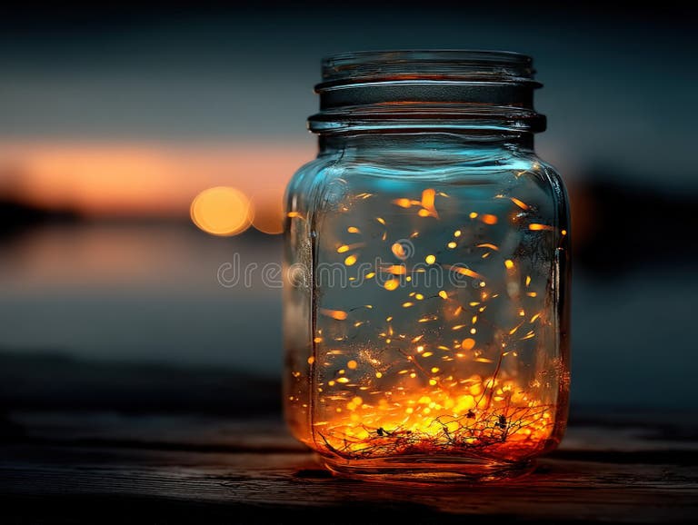 A Magical Image of Fireflies Captured Inside a Jar Stock Photo - Image ...