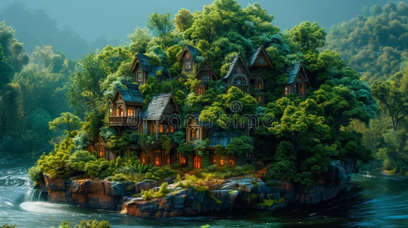 Magical imaginary world stock illustration. Illustration of dreamland ...