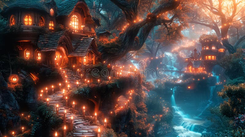 Magical imaginary world stock illustration. Illustration of game ...