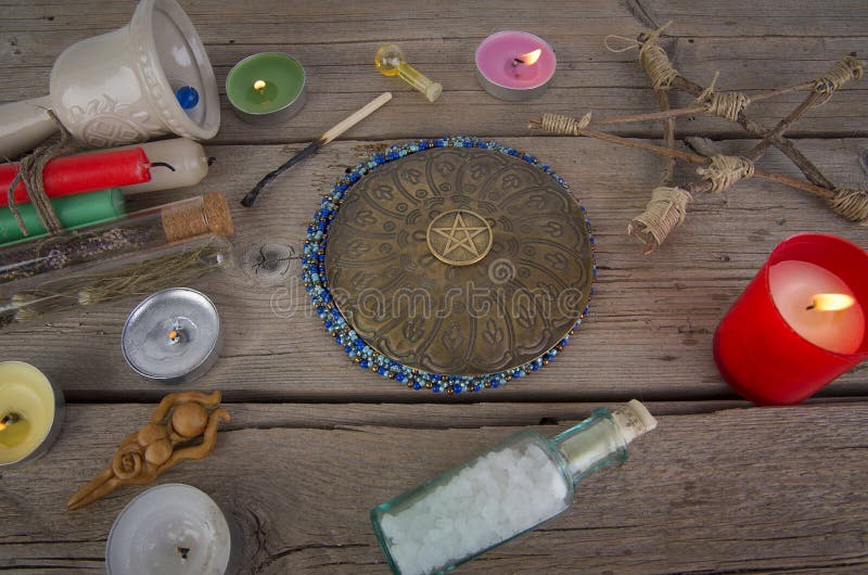 Magical Instruments and Ingredients on the Table Stock Image - Image of ...