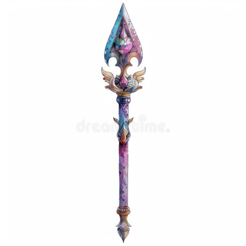 A Magical, Intricately Designed Spear with a Ornate Handle and a Sharp ...