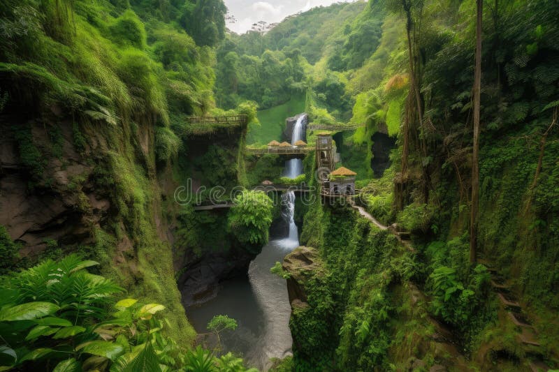 Magical Kingdom of Canyons and Waterfalls, Surrounded by Lush Greenery ...