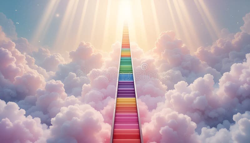 Rainbow Ladder of Creativity Ascending into a Dreamlike Sky Stock ...