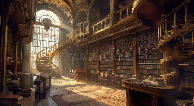 Magical Library Interior Full of Magical Books . Generative Ai Stock ...