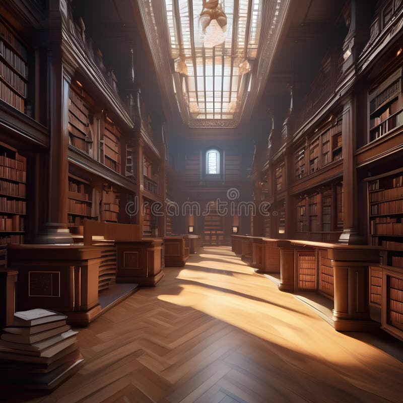 A Magical Library with Towering Bookshelves and Mystical Artifacts ...