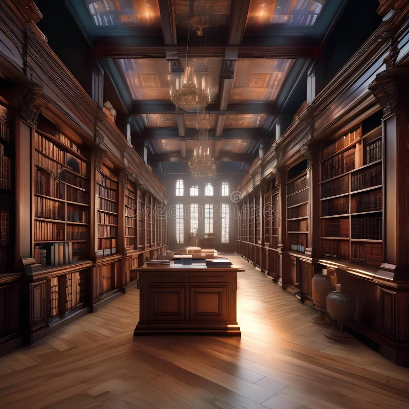 A Magical Library with Towering Bookshelves and Mystical Artifacts ...