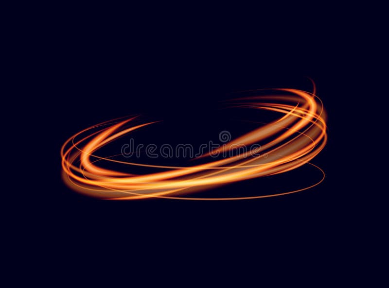 Magical Light Effect. Rotating Luminous Ellipses. Dynamic Golden Rings ...
