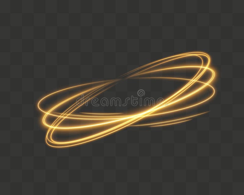 Magical Light Effect. Rotating Luminous Ellipses. Dynamic Golden Rings ...