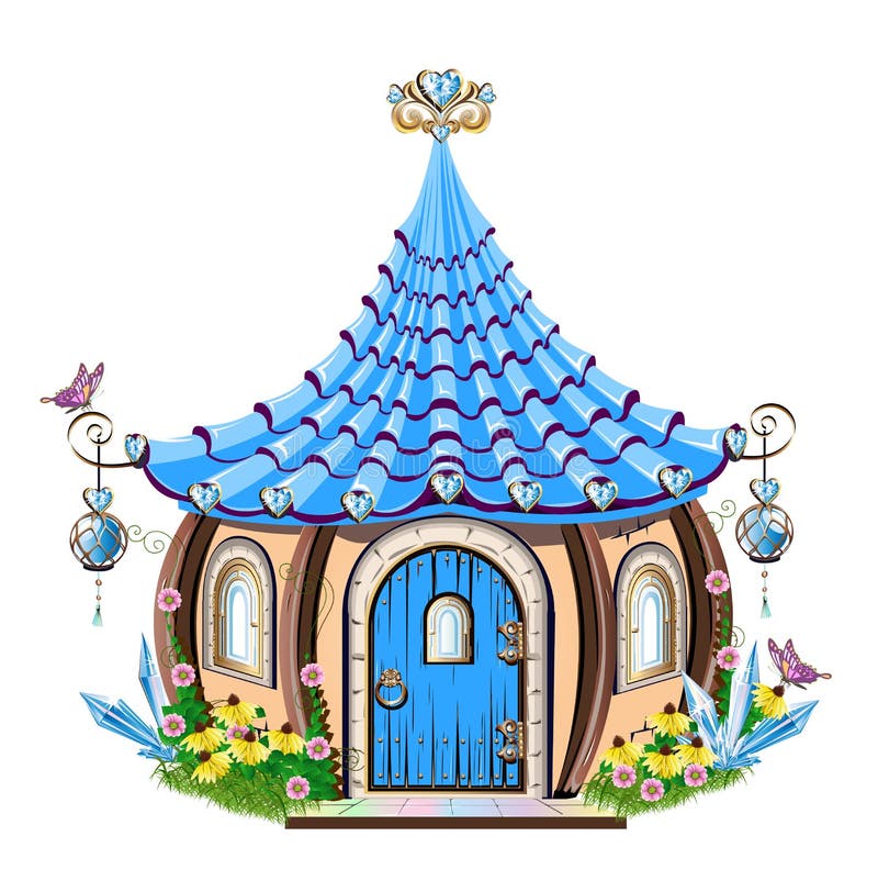 Magic House with a Swing in a Tree with Pink Leaves Stock Vector ...