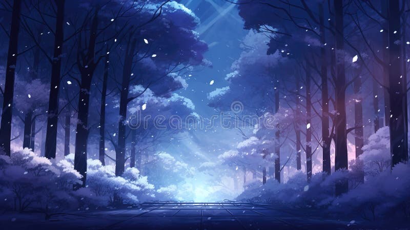 A Magical Long Path in a Winter Forest, Anime Wallpaper, Ai Generated ...