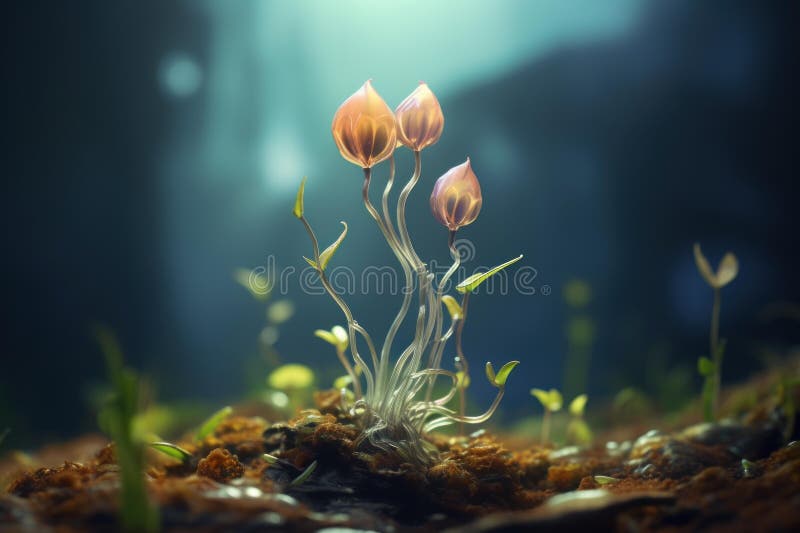 Magical Looking Flowers Illuminated in a Mystical Forest Setting with ...