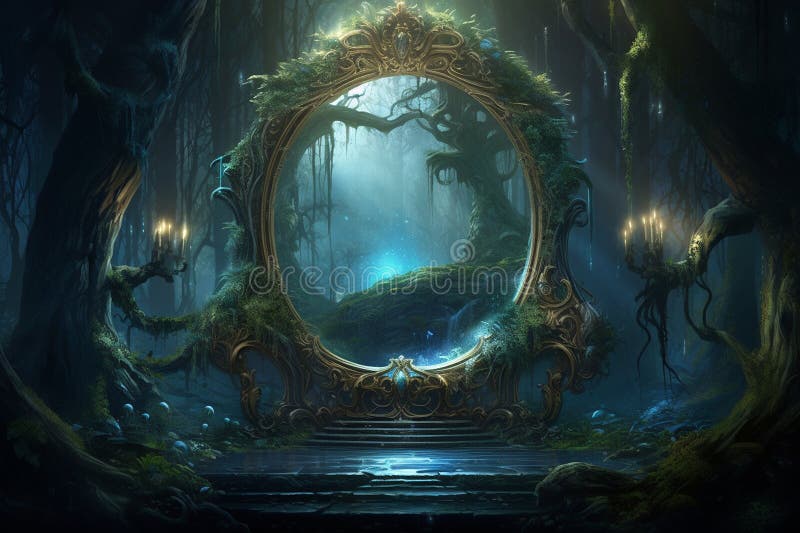 Magical Mirror of Imagination. Generative AI Stock Illustration ...