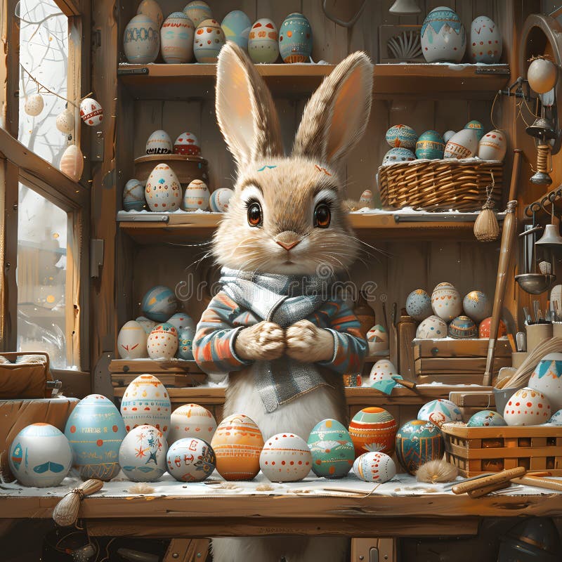 Magical Moments in the Easter Bunny S Workshop. Stock Illustration - Illustration of eggs ...