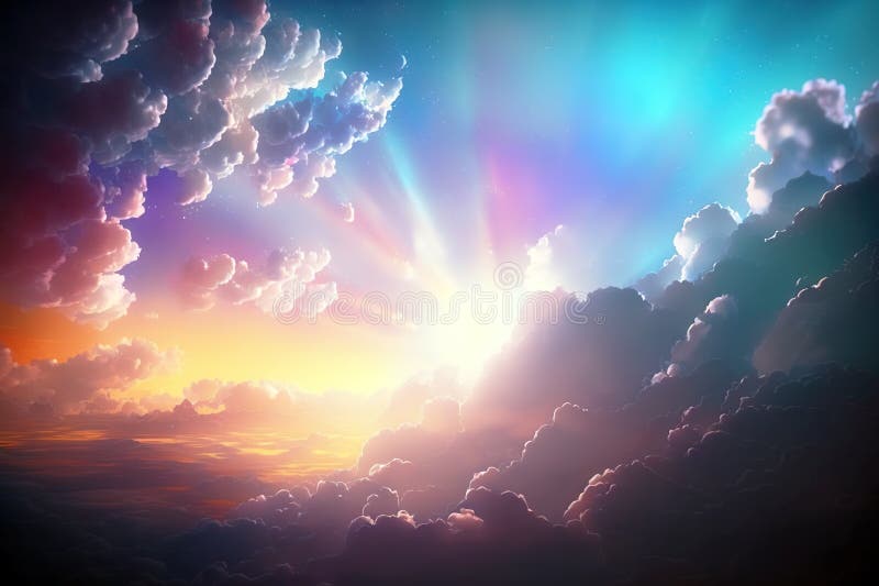 Magical Multicolor Cloudy Sky Background. Stock Illustration ...