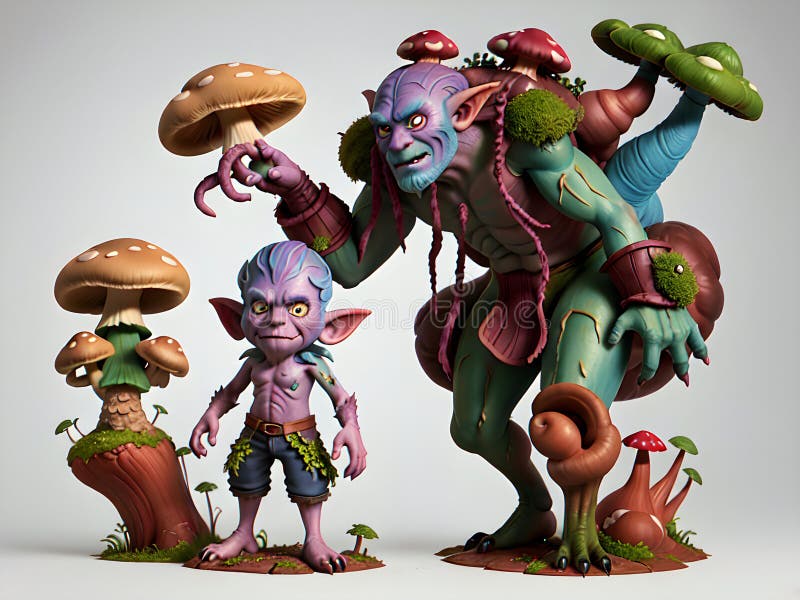 Magical Mushroom Goblin Beast, Generative AI Illustration Stock ...