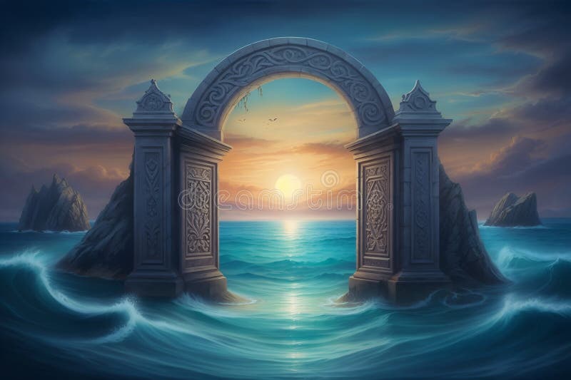 A Magical Mystical Ancient Elven Portal Stock Illustration ...