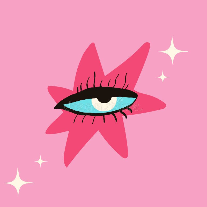 Magical Mystical Symbol of a Pink Star with an Eye Stock Vector ...