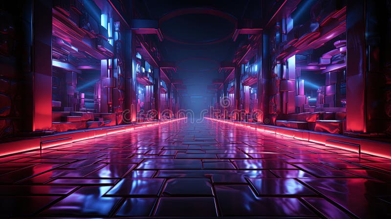A Magical Neon Corridor, Like a Magical Path Leading To Mysterious ...
