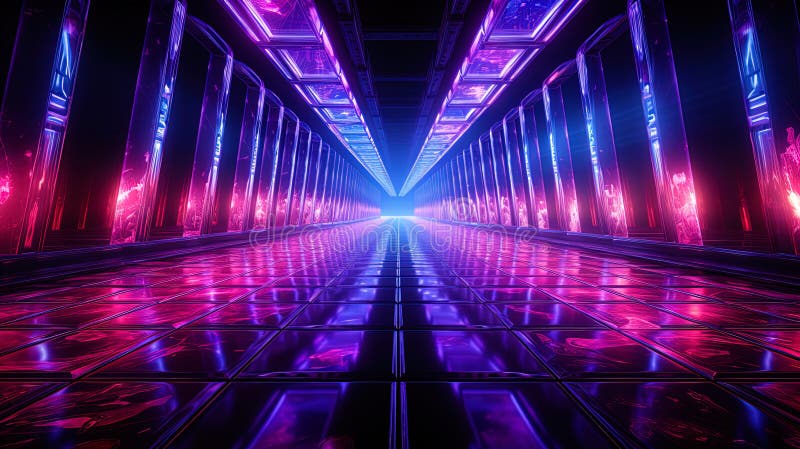 A Magical Neon Corridor, Like a Magical Path Leading To Mysterious ...