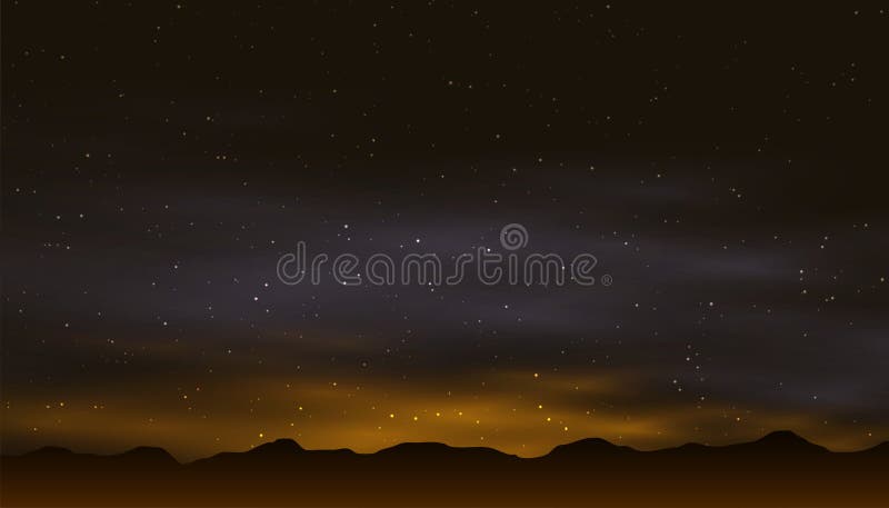 Magical Night Sky Banner with Mountain Design and Glowing Star Stock ...