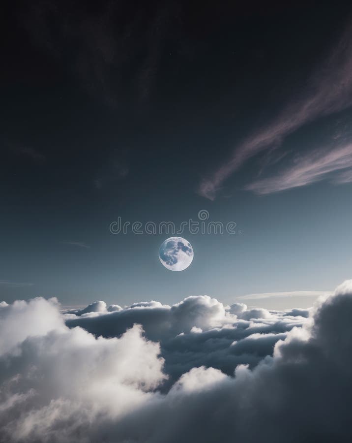 Magical Night Sky with Full Moon and Dramatic Clouds. Stock Image ...