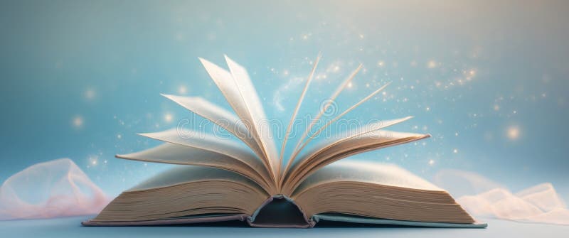 Magical Open Book with an Astounding Story Telling Background Stock ...