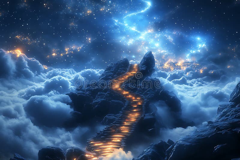 A Magical Path Leads To a Mountaintop, Surrounded by Clouds and ...