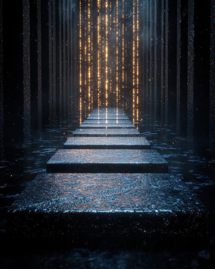 Magical Pathway with Glowing Lights Stock Illustration - Illustration ...