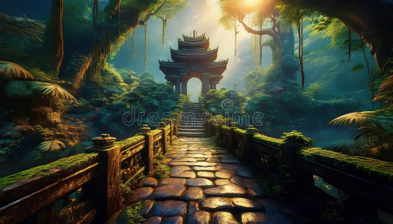Magical Pathway Leading To an Ancient Stock Image - Image of unreal ...