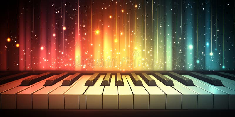 Magical Piano Keys with Sparkling Rainbow Lights Musical Background ...